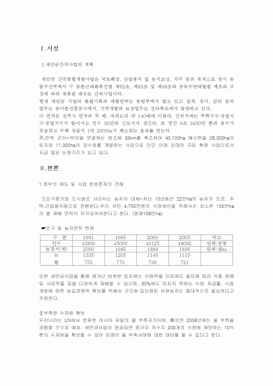 새만금간척사업에 관하여