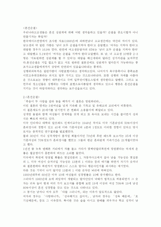 혼전순결에 대한 모든 견해모음집