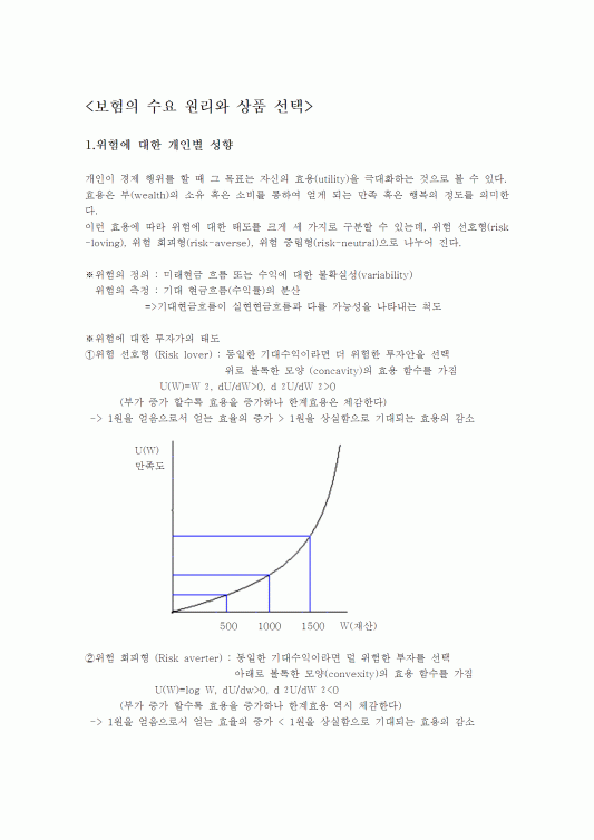 보험의 수요 원리와 상품 선택