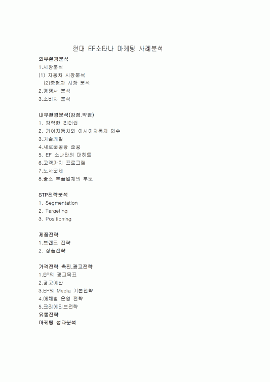 현대 EF소타나 마케팅 사례분석