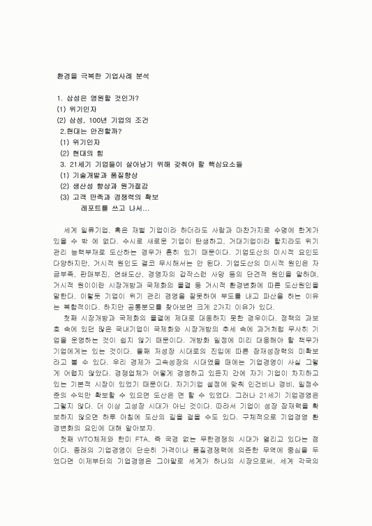 환경을 극복한 기업사례 분석