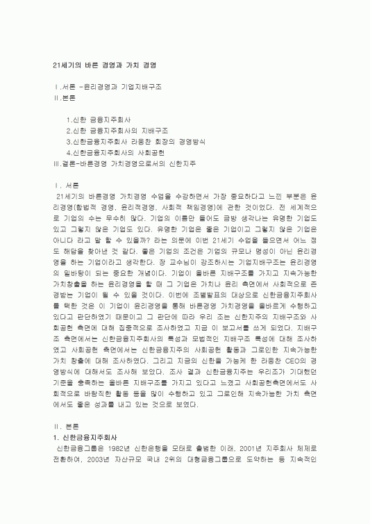 21세기의 바른 경영과 가치 경영