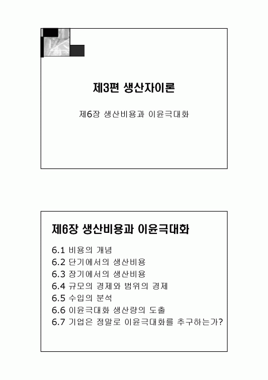 생산비용과 이윤극대화