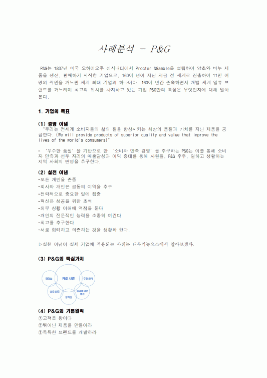 p&g기업분석 레포트 자료