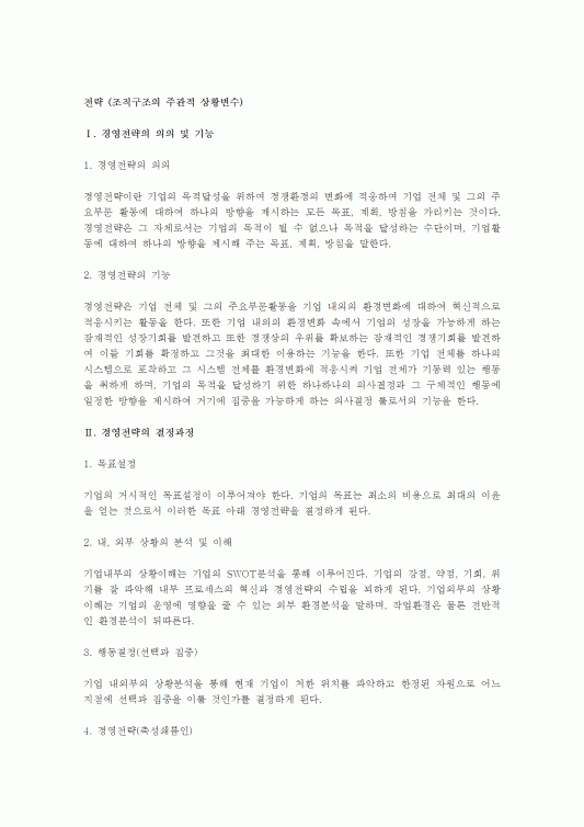 전략 (조직구조의 주관적 상황변수)