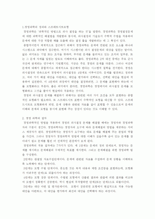 경영과학의 정의와 소개