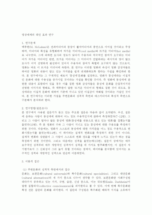 영상매체에 대한 효과연구