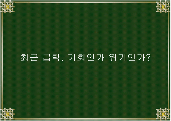 최근 급락. 위기인가 기회인가?