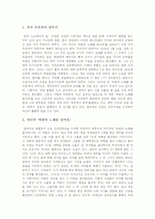 무라카미 하루키 - 바람의 노래를 들어라
