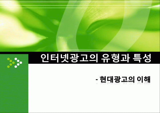 인터넷 광고의 유형과 특성