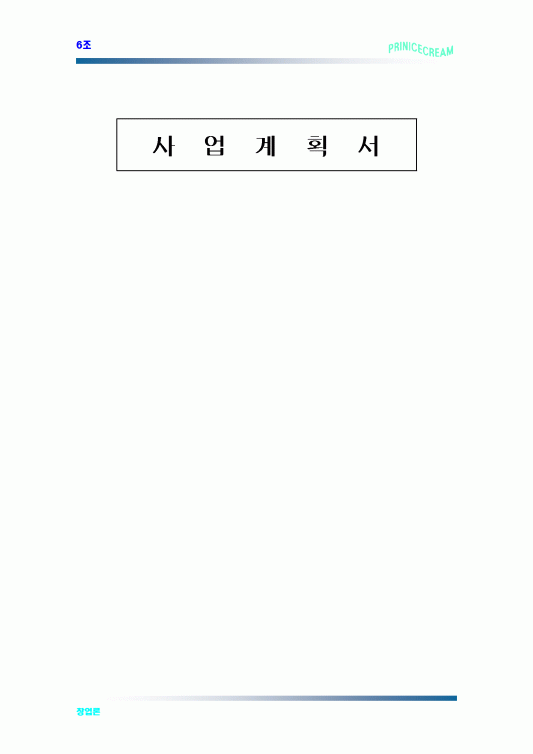 사업계획서 - 프리미엄 아이스크림(PRINICECREAM)