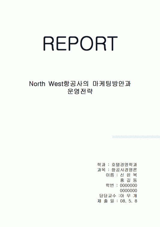 노스웨스트항공사의 마케팅방향과 운영전략