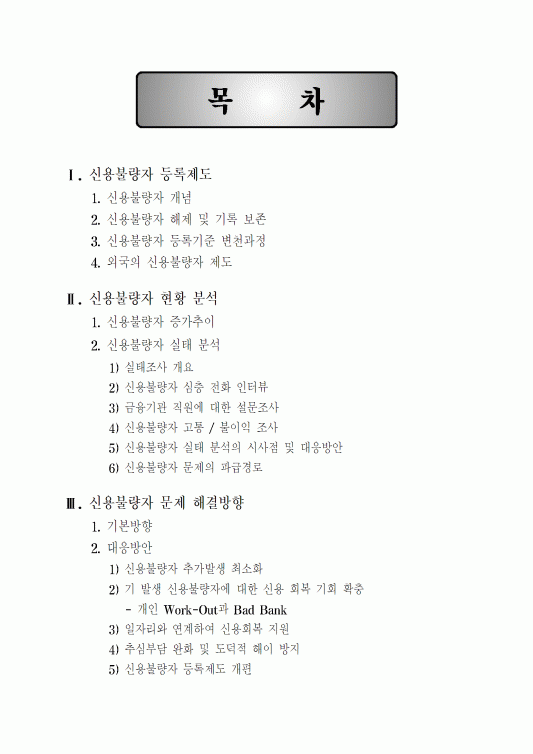 신용불량자문제에 대한 내용입니다.