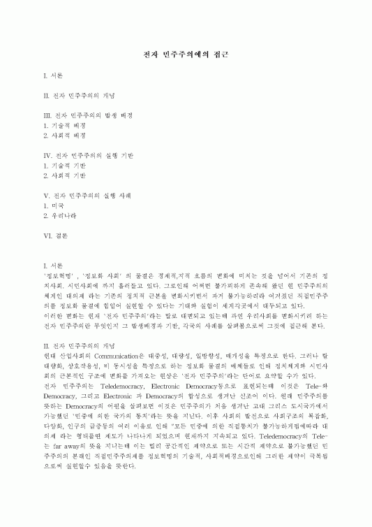 전자 민주주의에의 접근