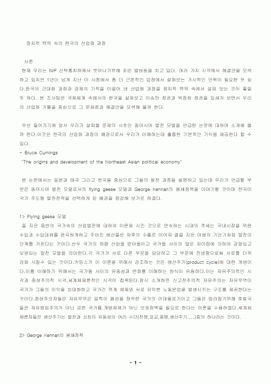 정치적 맥락 속의 한국의 산업화 과정