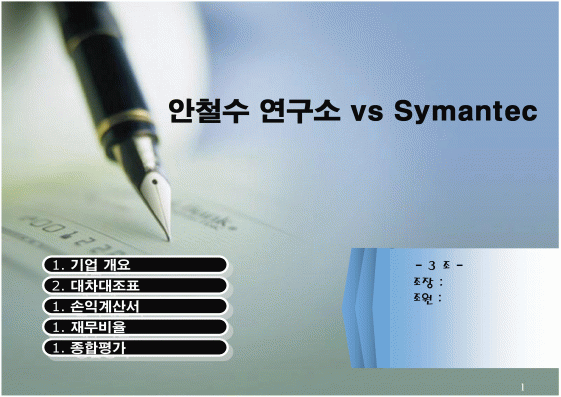 [중급재무]안철수연구소 VS 시만텍 재무분석