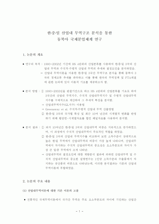 국제무역론 - 산업내무역(intra-industry trade)