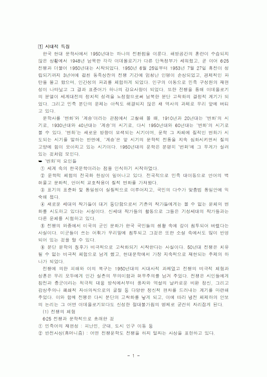 1950년대 현대문학