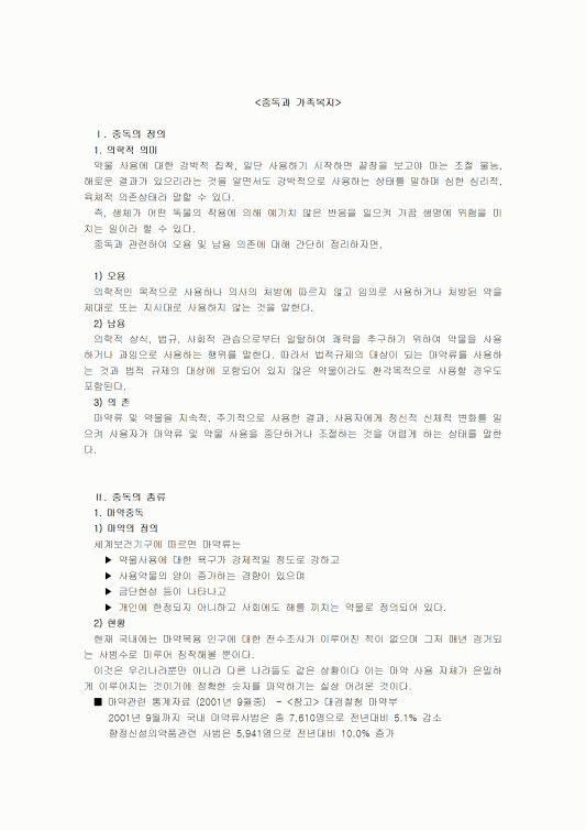 중독가족의 복지