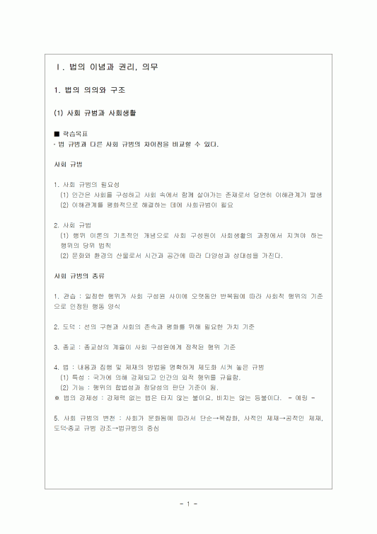 법과 사회 교과서 내용 정리