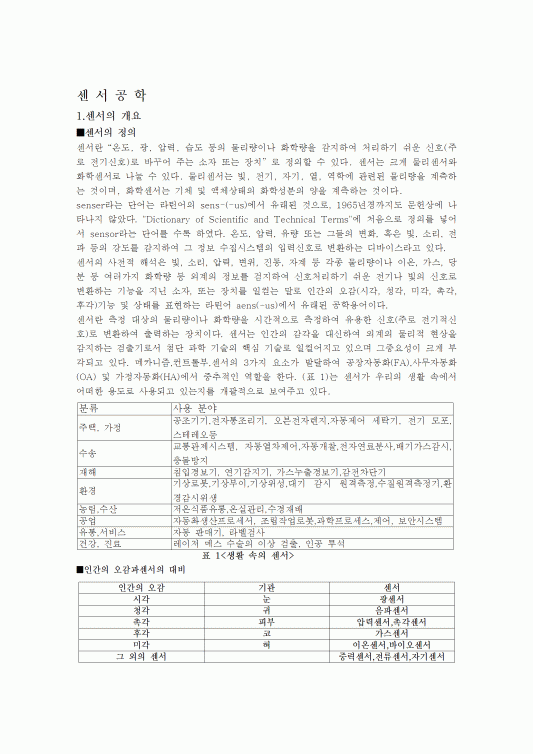 센서 개요와 각종 센서