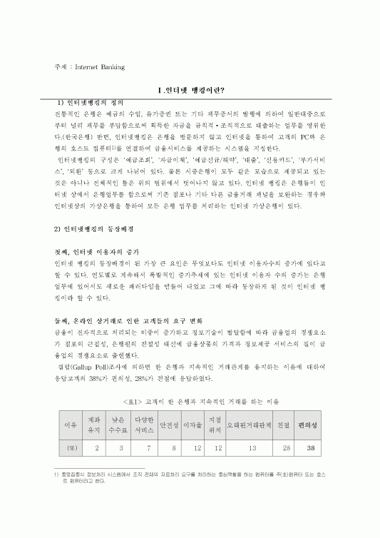 인터넷 뱅킹 레포트 자료