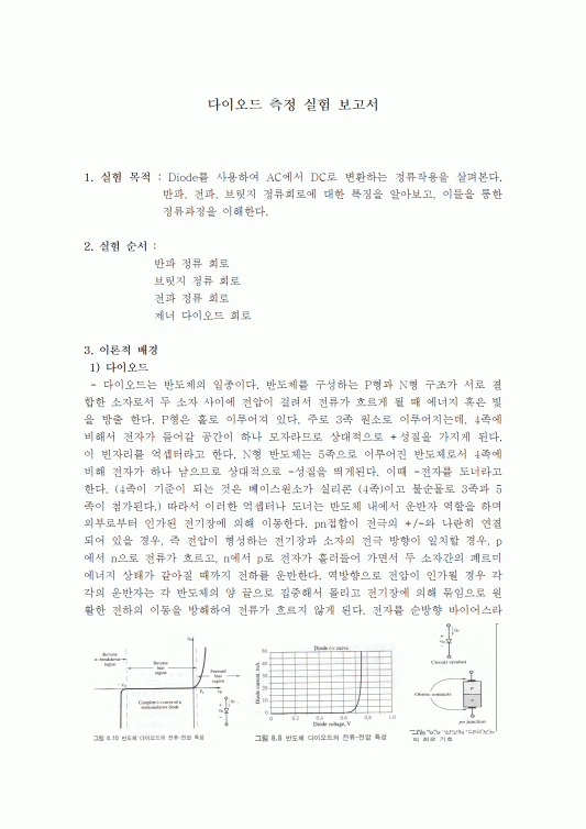 다이오드 측정 실험 보고서