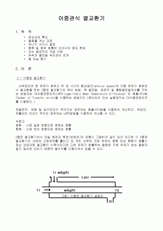 [열시스템실험] 이중관식 열교환기 실험