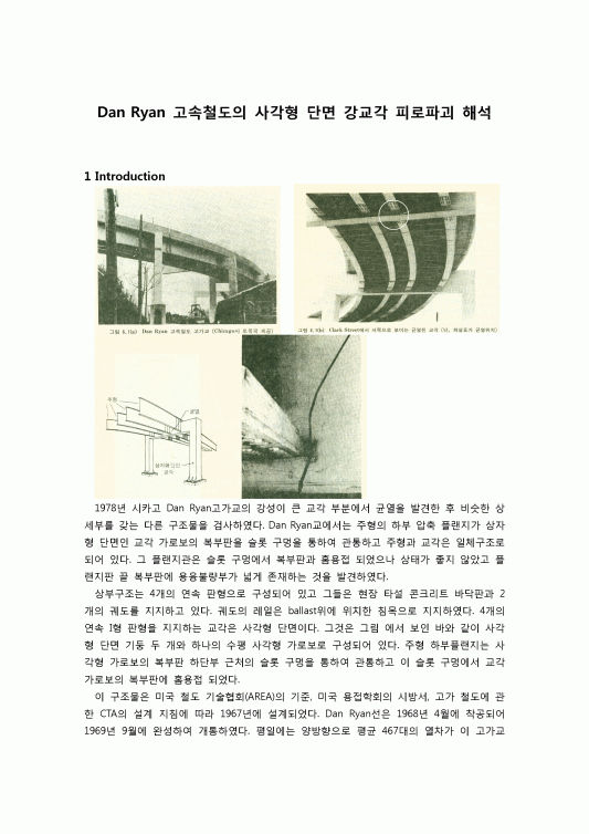 Dan Ryan 고속철도의 사각형 단면 강교각 피로파괴 해석