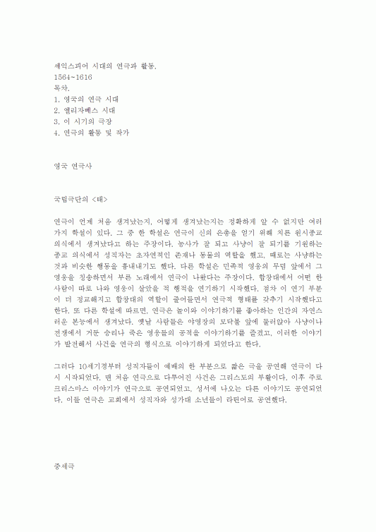 셰익스피어 시대의 연극과 활동