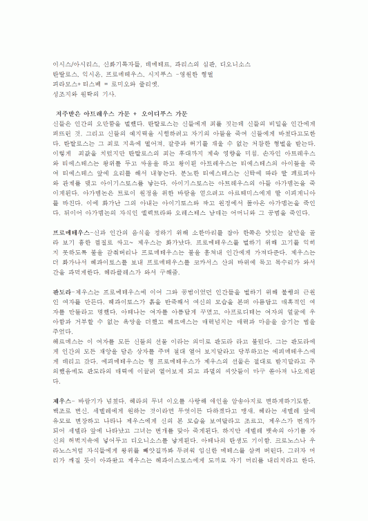 영어학배경-그리스로마 신 정리-이지훈