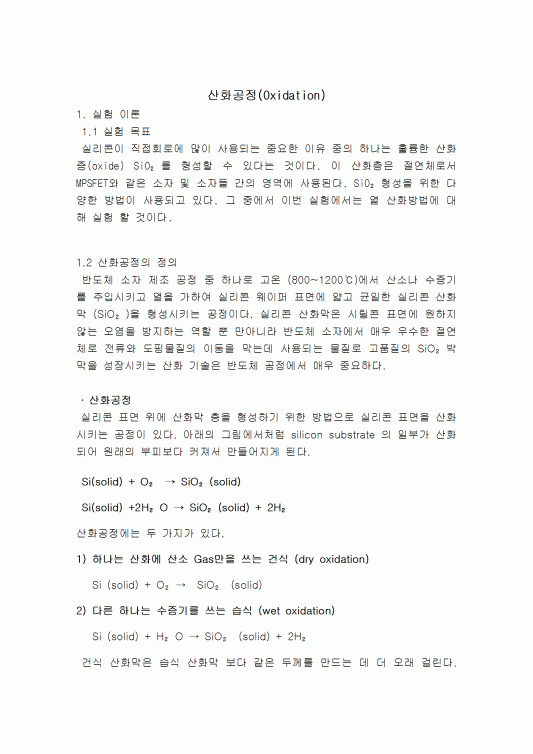 산화공정(Oxidetion)