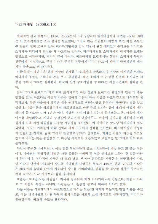 버즈 마케팅 레포트 자료