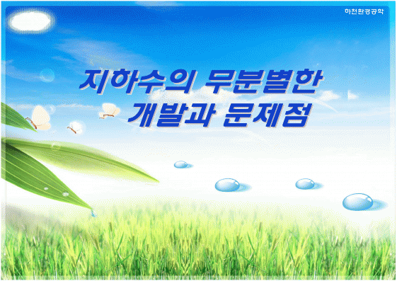 [경영학+환경공학] 지하수의 무분별한 개발과 문제점