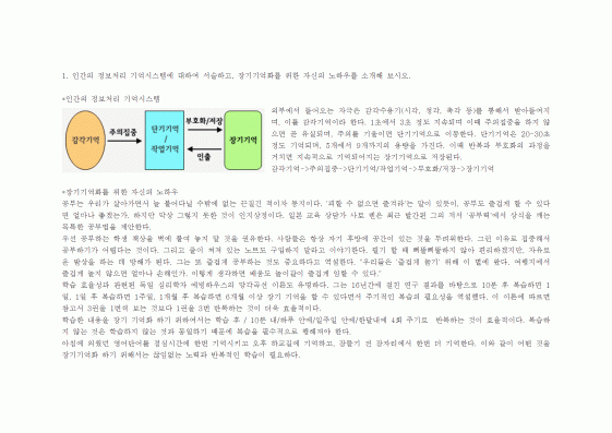 인간의 정보처리 기억시스템, 장기기억화, 보고서작성, 경력계발