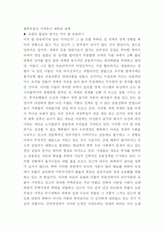 부동산 가격의 버블실태와 향후부동산 가격추이 예측/대책