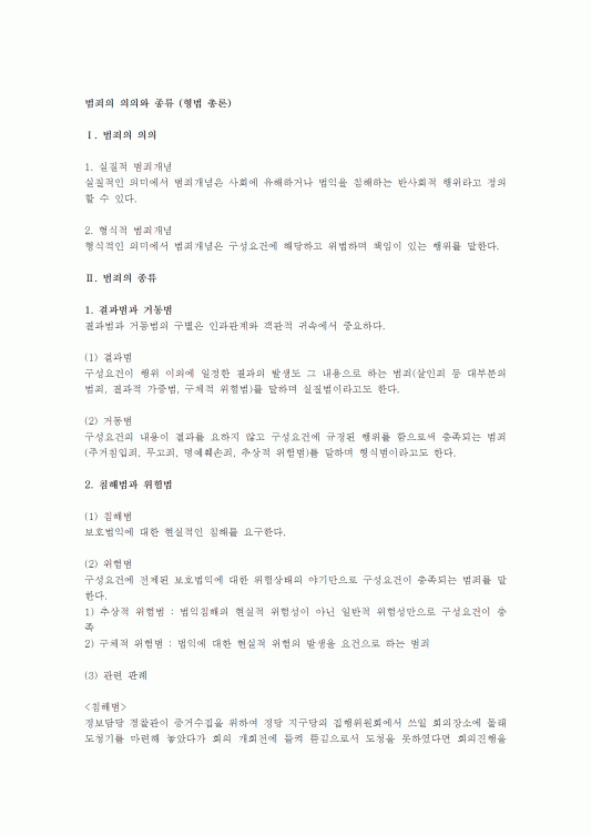 범죄의 의의와 종류 (형법 총론)
