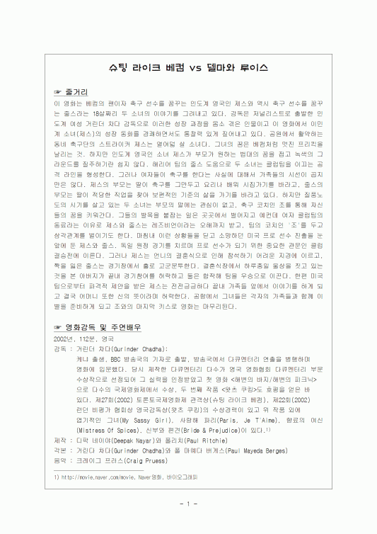 슈팅 라이크 베컴 vs 델마와 루이스