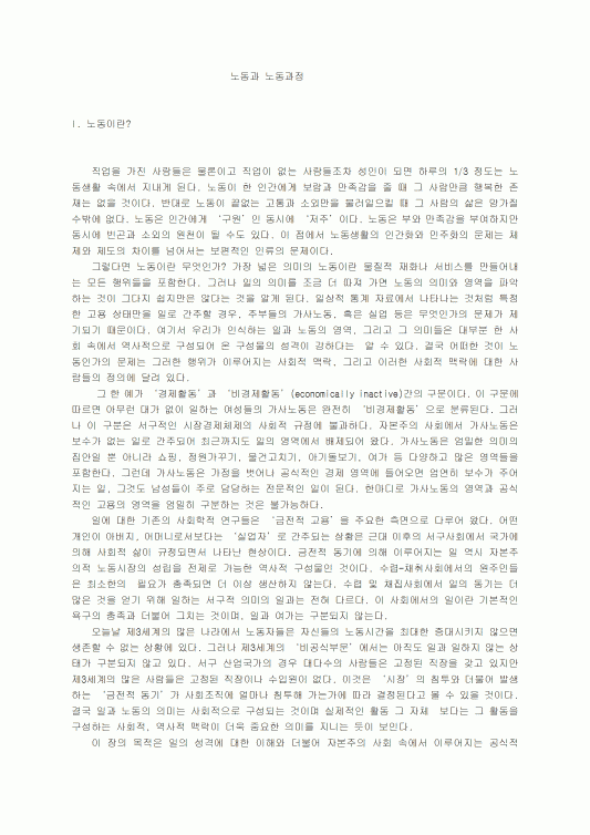 [사회과학] 노동과 노동과정