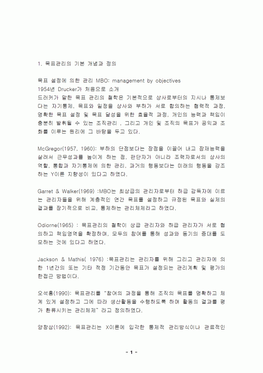 목표관리(MBO)의 기본 개념과 정의