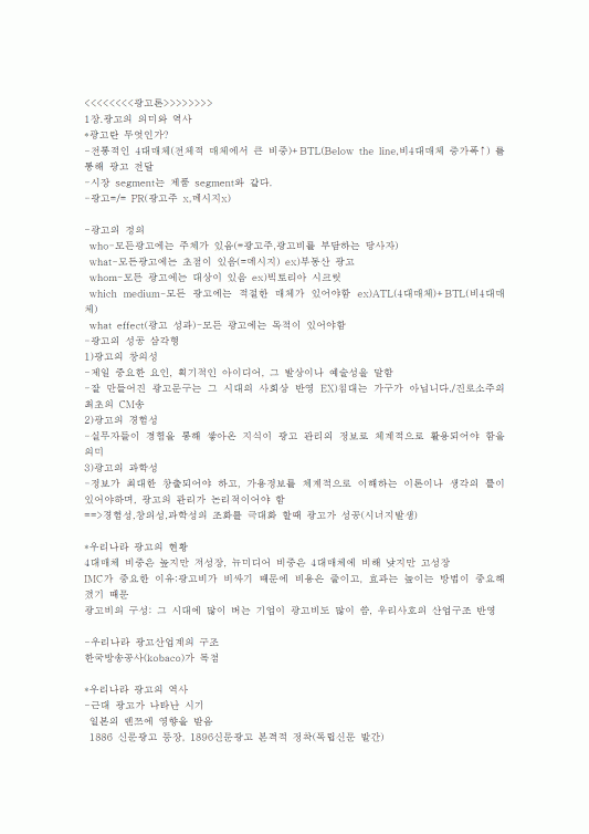 광고론(촉진관리) 핵심요약