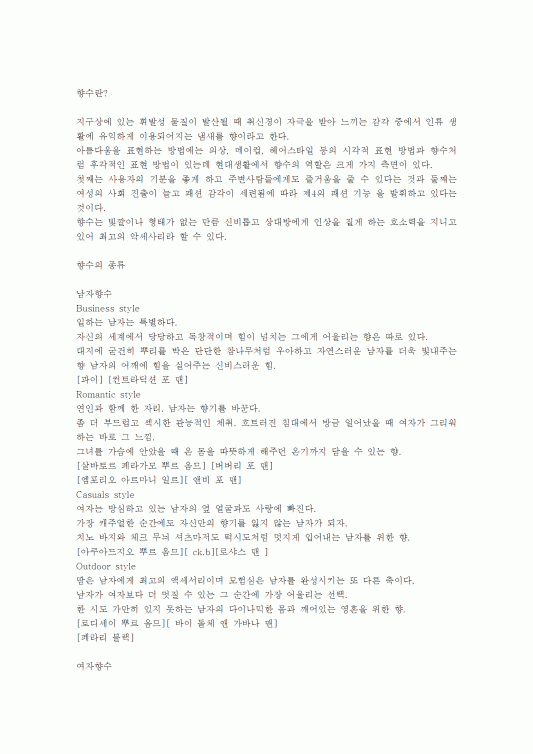 향수에 관해 레포트 자료