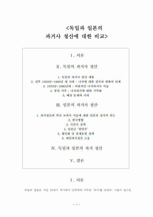 독일과 일본의 과거사 청산에 대한 비교