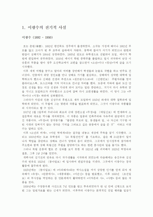 이광수의 <무정>에 대하여
