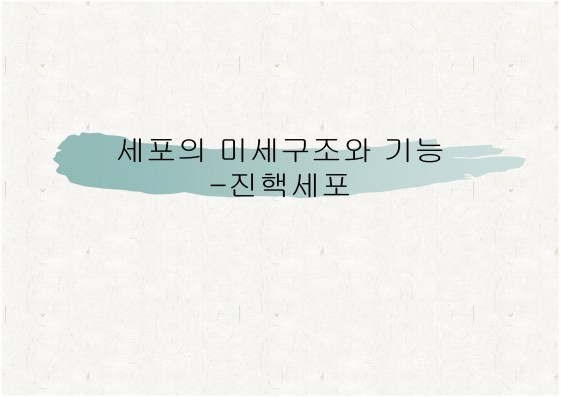 세포의 미세구조와 기능-진핵세포
