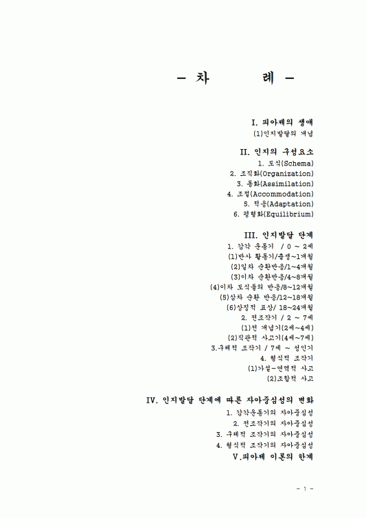 피아제 인지발달이론의 이해