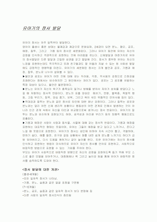 유아기의 정서 발달
