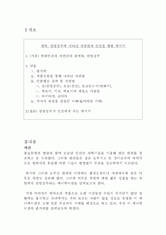 원령공주에 나타난 자연관과 인간을 향한 메시지