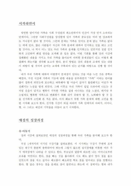 자신의 가족문제 분석