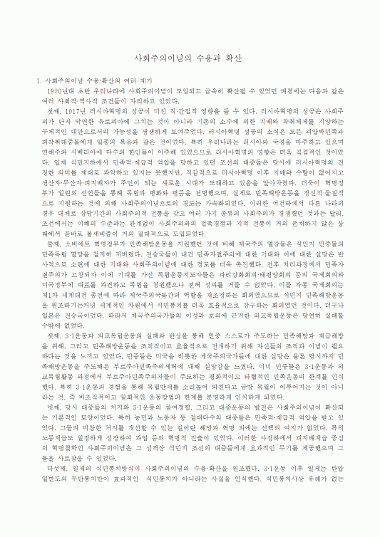 사회주의이념의 수용과 확산